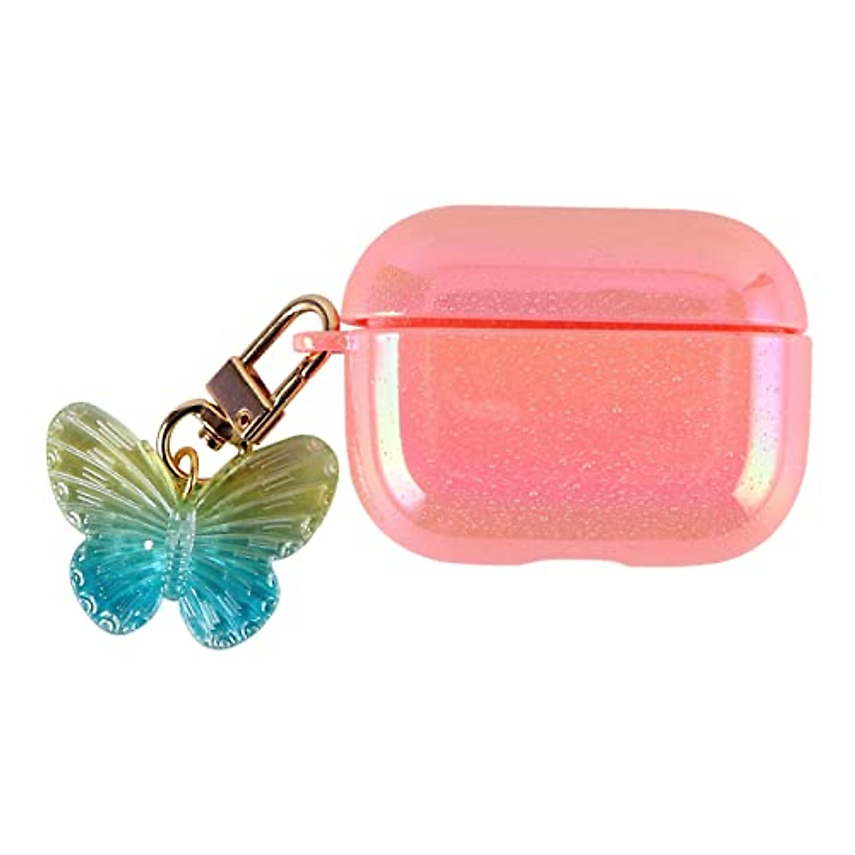 Luxury Liquid Sparkle Case Cover Designed for AirPods Pro 2nd Generation & AirPods Pro 1/ Cute Fashion Hard Shell Skin/Shiny Shock Absorbing Protective Skin with Keychain Penant (Coral Pink)