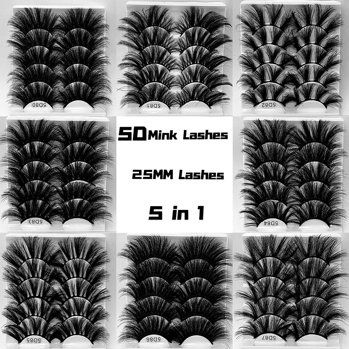 HBZGTLAD NEW 5Pair Fluffy Lashes 25mm 3d Mink Lashes Long Thick Natural False Eyelashes Lashes Vendors Makeup Mink Eyelashesa(5D86)
