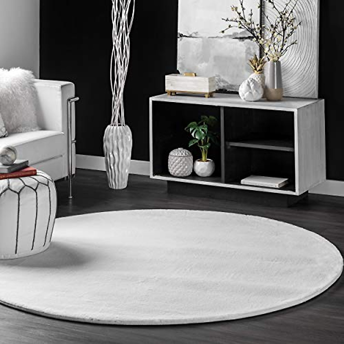 nuLOOM Faux Rabbit Soft Solid Shag Area Rug, 4' x 6', White