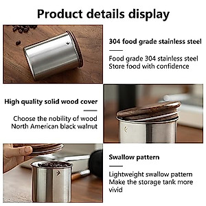 Fourmor 304 Stainless Steel Coffee Canisters 500ml - Coffee Station Container for Ground Coffee Bean Storage， Airtight Food Storage Container with Pop Lid, small Capacity Food Storage Jar for Kitchen