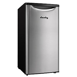 Danby Contemporary Classic DAR033A6BSLDB-6 3.3 Cu.Ft. Mini Fridge, Compact Countertop Refrigerator for Bedroom, Living Room, Kitchen, Office, Desk, E-Star Rated in Fingerprint Free Stainless Finish