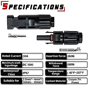 Feotech 7 Pairs Solar Connector Solar Connectors Solar Male & Female Solar Panel Cable Connectors with 2Pcs Spanners IP67 Waterproof