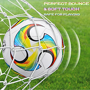Deekin 6 Pcs Soccer Ball with Pump Official Size Indoor Outdoor Sport Soccer Ball Bulk Machine Stitched Soccer Gift for Child Teen Adult Game Training(Size 4)