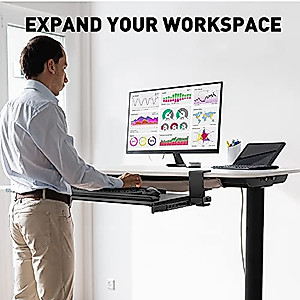 AboveTEK Large Keyboard Tray Under Desk with Wrist Rest, 26.7"×11" Ergonomic Desk Computer Keyboard Stand with Sturdy C Clamp Mount System, Slide-Out Drawer Keyboard Mouse Holder for Office(Black)