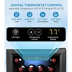 Joy Pebble Beverage Refrigerator and Cooler,1.7 Cu.ft,68 Can Mini Fridge Clear Glass Door for Wine Soda Beer,16 Bottle Wine Cooler with Touch Screen Adjustable Shelves for Home Bar Office,Black