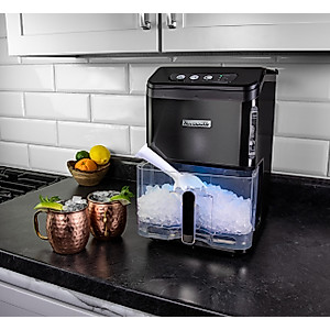 Igloo Thermostar 40-Pound Nugget Ice Maker with Auto-Clean and LED Panel, Ice Scoop, Black Stainless