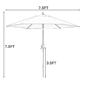 Sunnyglade 7.5' Patio Umbrella Outdoor Table Market Umbrella with Push Button Tilt/Crank, 6 Ribs (Purple)