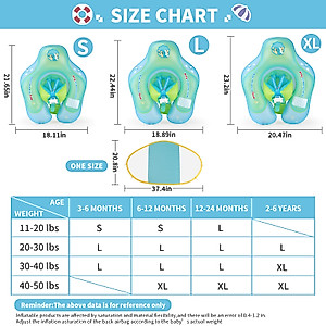 Free Swimming Baby Inflatable Baby Float with Sun Canopy Size Improved Infant Pool Floaties Swimming Pool Toys for The Age of 3-36 Months (Blue, Large)