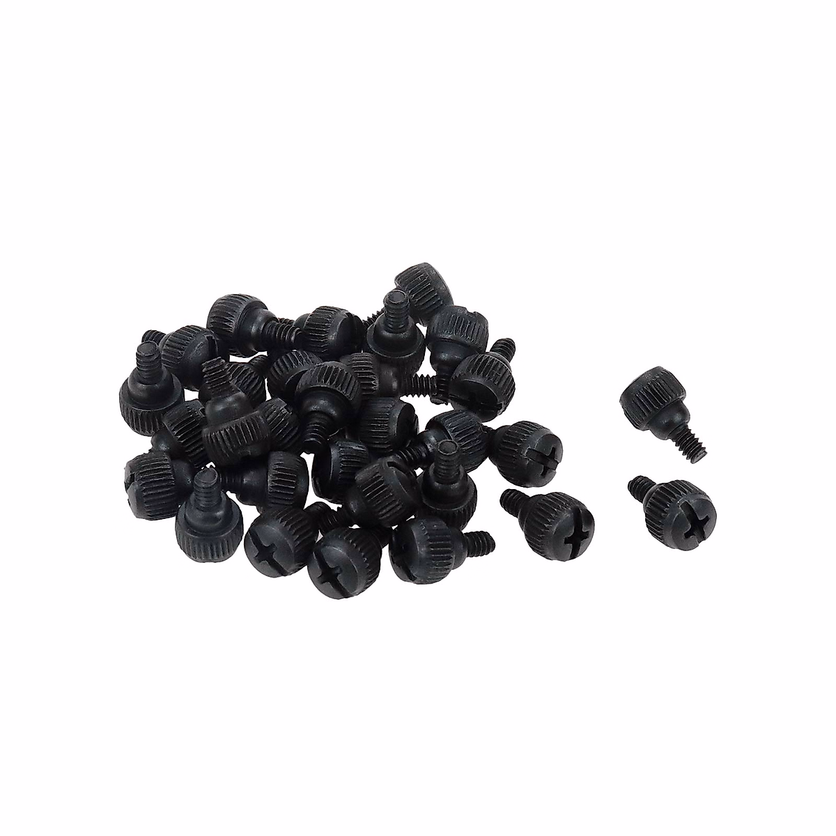 Xiaoyztan 30 Pcs #6-32 Phillips Knurled Head Thumb Screws, PC Case Hard Drive Full Thread Fasteners, 5mm Thread Length (Black Plated)
