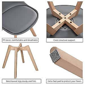 Yaheetech Dining Chairs Accent Chair with Beech Wood Legs Modern Mid Century Eiffel Inspired Chair, Dark Gray, 4Pcs