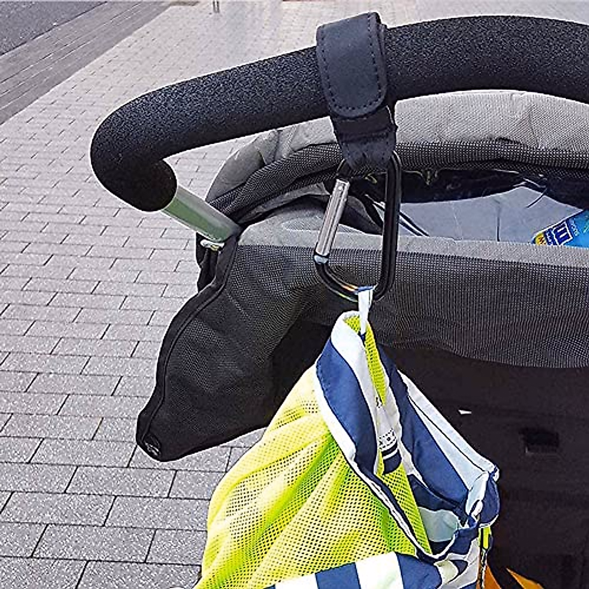 NORACLAN Baby Bag Clips Stroller Hooks Clips to Hang Your Shopping & Bags Safely on Your Buggy, Pushchair or Pram- Universal Fit on Strollers & Joggers