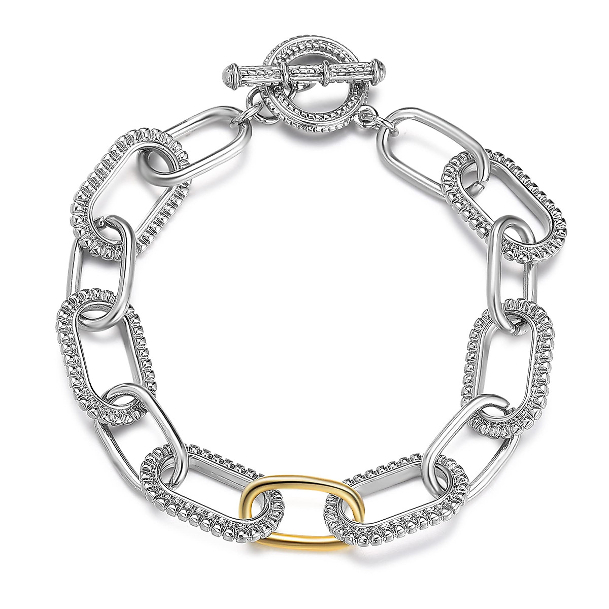 Mytys Statement Rings with Link Bracelet Jewelry Sets for Women (Size 8)