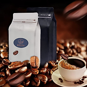DMpcakDM Coffee Bags with Valve(16 oz,1 lb,50pcs) Black High Barrier Aluminumed Foil Flat Bottom Heat Sealed Coffee Beans Packaging Bags Side Zipper Resealable Bags for Home or Business