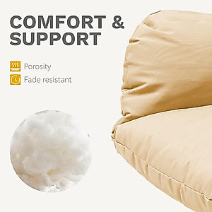 DWVO Egg Basket Chair Patio Chair with Stand Anti-Slip All-Weather Poratble Wicker Egg Lounger Chair for Indoor Outdoor 330LBS (Beige)