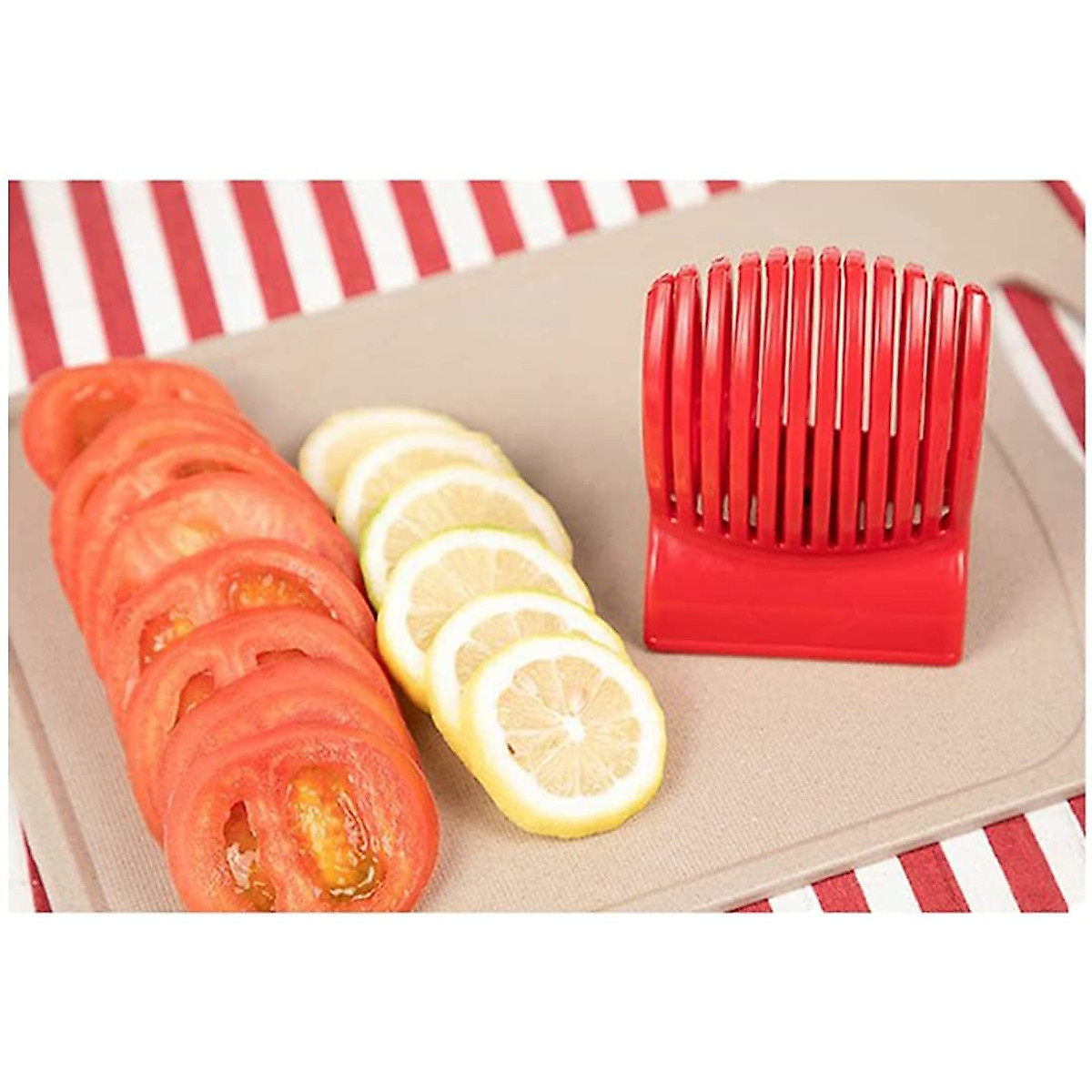WOIWO Multi use Tomato Slicer Holder Potatoes Round Fruits Vegetables Tools Kitchen Cutting Aid Get Perfectly Sliced Tomato And Vegetable Slices With Half The Prep Time