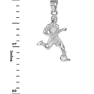 Sterling Silver Soccer Player Futbol Sports Charm Pendant