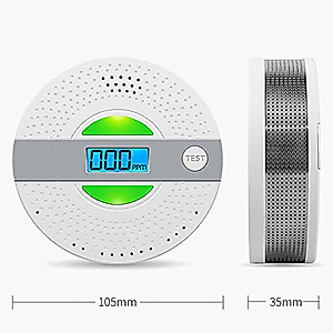 Smoke and Carbon Monoxide Detector Battery Powered Dual Sensor Combination Smoke & CO Alarm with LCD Screen, Led Indicator and Loud Sound Alert, Complies with UL 217 & UL 2034 Standards
