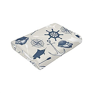 Nautical Anchor Soft Throw Blanket All Season Microplush Warm Blankets Lightweight Tufted Fuzzy Flannel Fleece Throws Blanket for Bed Sofa Couch