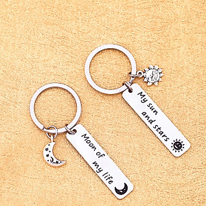 MYOSPARK Moon Of My Life My Sun And Stars Khal & Khaleesi Keychain Set Daenerys Keyring Dothraki Keychain Game of Thrones Jewelry (Moon Sun Stars keychain set)