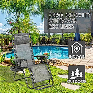 FDW Zero Gravity Chair Lounge Chair Set of 2 Lawn Chair Outdoor Chair Deck Chairs Camping Chairs Folding Patio Chair Beach Chairs Anti Recliner Pool Chair with Pillow and Cup Holder