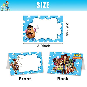 16 Pcs Cartoon Story Food Labels Signs Cartoon Story Theme Food Cards Cute Decor for Birthday Party Baby Showers Tables Centerpiece