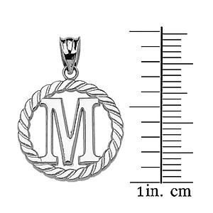 High Polish 925 Sterling Silver Roped Circle "M" Initial Charm Pendant