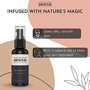 Pre-Shave Oil for Effortless, Smooth & Irritation-free Shave, For Men’s Skin Care Natural Handcrafted Blend Argan & Jojoba Oil, Protects Razor Burn, Premium Pre-Shave Oil by American Shaving Co - 2 Oz