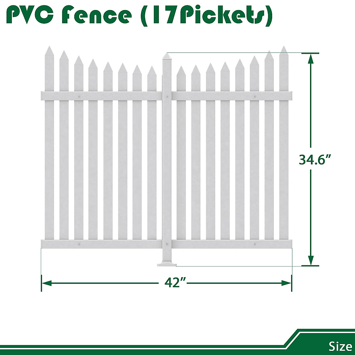 Goleray Garden Fence Decorative Vinyl Picket 1Set Contain 2Panels, 34.6" Hx 84" W PVC White Plastic Barrier Fencing for Outdoor Porch Patio Front Door Pool(34 Pickets, Scalloped)