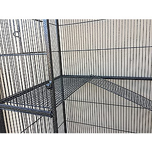 Extra Large Wrought Iron 4-Tiers Ferret Chinchilla Sugar Glider Rats Mouse Cage with Detachable Rolling Stand (32 x 19 x 64 H inches, Black Vein)