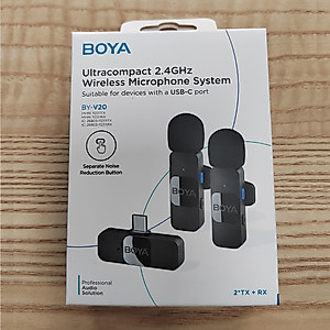 BOYA Wireless Lavalier Microphone for Android USB C Smartphone Tablet External Noise Canceling Mini Lapel Type C Microphone for iPhone 15 Clip-On Mic for Video Recording Podcast YouTube Live Streaming