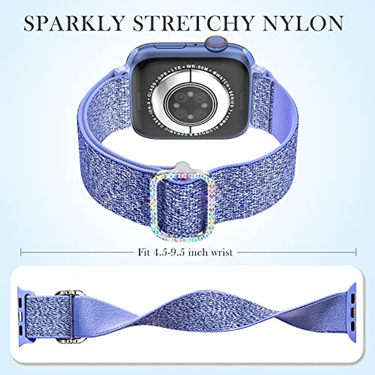 LETOID Stretchy Band Compatible with Apple Watch 38mm 40mm 41mm, 3 Pack Elastic Nylon Straps Women Replacement Braided Sport Solo Loop Wristband for iWatch Series 8 7 6 5 4 3 2 1 SE