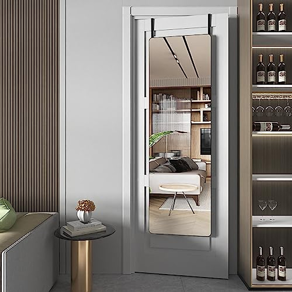 LVZORY Wall Mounted Mirror Full Length,47" x 14" Over The Door Mirror,Hanging Mirror Full Body Mirror,Vanity Makeup Dressing Mirror