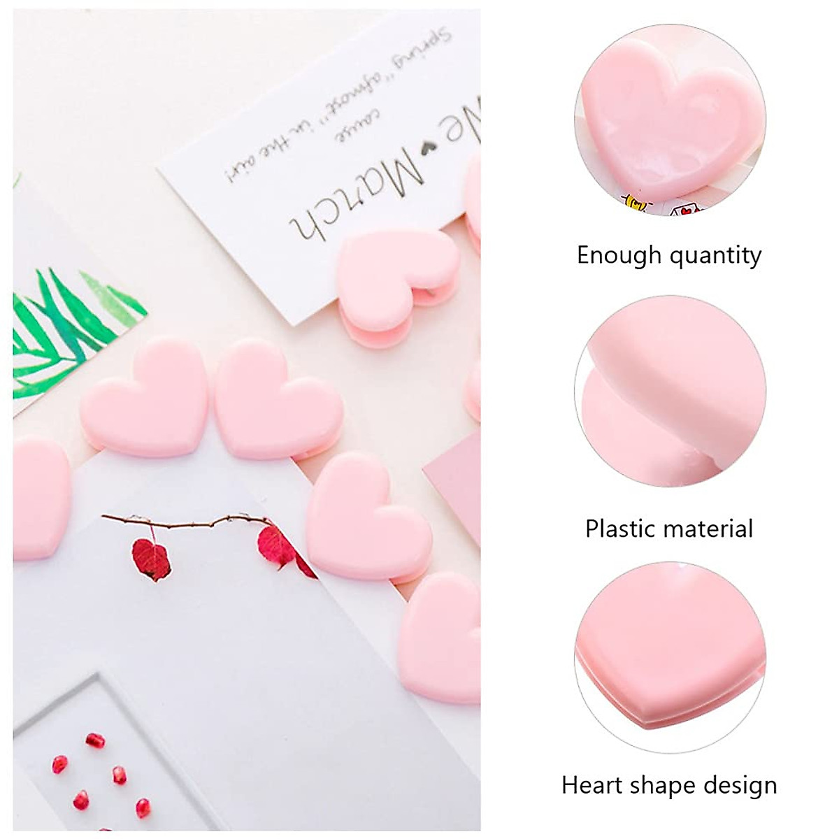 YARNOW 20pcs PlasticBag Clips Heart Shape Chip Bag Sealers Clamps Snack Coffee Potato Storage Sealing Slap Photo Picture Paper Holder for Kitchen Office, Pink, 3.2X2.5X1CM (TWGQRPH1017UYH103K0)