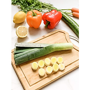 Organic Bamboo Cutting Board with Juice Groove- Best Kitchen Chopping Board for Meat (Butcher Block) Cheese and Vegetables | Anti Microbial Heavy Duty Serving Tray w/Stainless Steel Handles