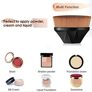 DAMUZHI Foundation Brush Makeup Brush, Foundation brush for liquid makeup, Kabuki Makeup Brush for Blending Liquid, Cream or Flawless Powder Cosmetics with Protective Case(Black & Pink)