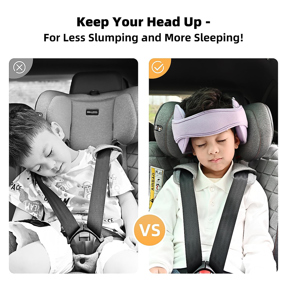 StoHua Adjustable Baby Car Seat Head Support Band, Baby Safety Car Seat Neck Relief Hold, Comfortable Head Hold Head Strap for Baby, Kids, Children, Purple