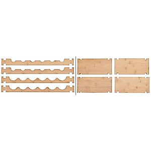 Modular Stackable Bamboo Wooden Wine Rack; Easy to Assemble & Add Levels; Bottles Rest Slanting Downwards to Keep Corks Moist; for Kitchen, Pantry, Cellar Storage (12 Bottle Capacity, 6 x 2 Rows)