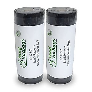 FoodVacBags 8X50 Black Back Clear Front Vacuum Seal Roll, Food Saver Compatible, Perfect for Display