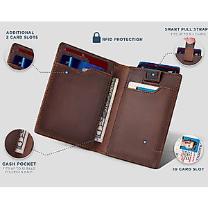 SERMAN BRANDS Wallets for Men Slim Mens leather RFID Blocking Minimalist Card Front Pocket Bifold Travel Thin (Texas Brown 5.S)