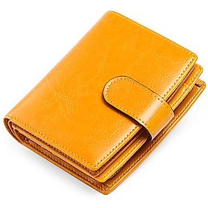 GOIACII Women's Wallet RFID Leather Wallets Small Bifold Zipper Pocket Card Case Purse