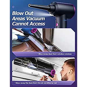 Evaline Compressed air Duster - 3 Gear Adjustable 100000RPM Electric with LED Light, Cordless Blower for Computer Keyboard Car Cleaning Kit 9000mAh Rechargeable Dust Remover, Black