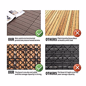 PANDAHOME 22 PCS Wood Plastic Composite Patio Deck Tiles, 12”x12” Interlocking Deck Tiles, Water Resistant for Indoor & Outdoor, 22 sq. ft - Mocha