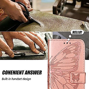 Galafu Case for Sony Xperia 1 III, Magnetic PU Leather Cover with Card Slot and Kickstand, Shockproof Flip Wallet Case with TPU Inner Shell for Sony Xperia 1 III, Rose Gold