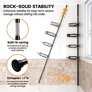 Foukus Shower Caddy, 2 Pack Bathroom Shower Organizer, Adhesive Shower Shelves with hooks and Hanging Cups, No Drilling Rustproof Stainless Steel Bathroom Caddy for Shower Storage