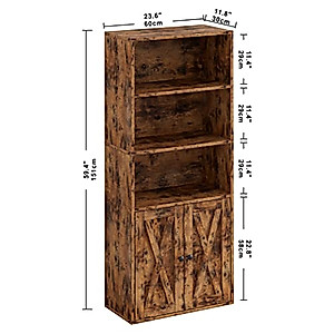 IRONCK Industrial Bookshelves and Bookcases with Doors 11.8in Depth Floor Standing 5 Shelf Display Storage Shelves Bookcase Home Decor Furniture for Home, Office, Living Room, Bedroom