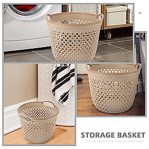 Zerodeko Flexible Laundry Basket, Plastic Laundry Baskets with Handle, Laundry Hamper Hollow Dirty Clothes Hamper Ventilated Clothes Basket Portable Round Bin for Laundry