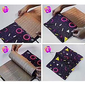 4 Pack Premium Book Covers for Hardcover, Book Covers Stretchable Up to 9x12, Unique Pattern Book Covers for Textbooks, Fabric Cloth Ideal for Comic Book Sleeve, Jumbo Book Socks, Textbook Holder