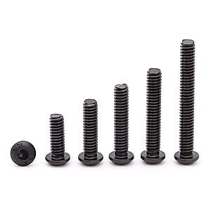M6-1.0 x 25mm Button Head Socket Head Cap Screws, Grade 10.9 Alloy Steel, Allen Hex Drive, Full Machine Thread, Black Oxide Finish, 25 PCS