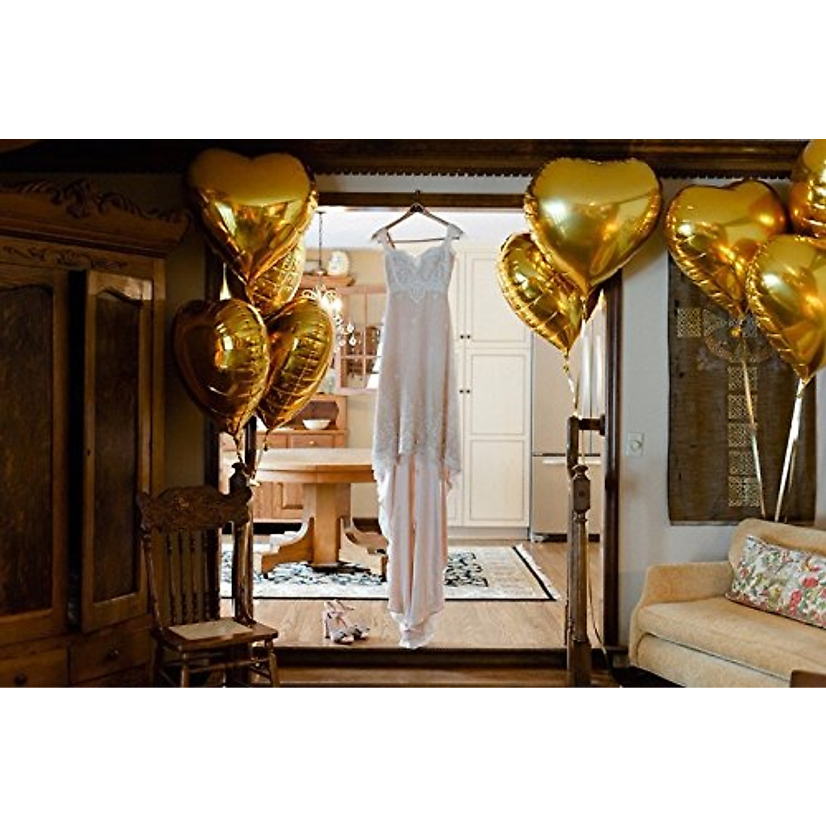 18" Heart Balloons Foil Balloons Mylar Balloons for Party Decorations Party Supplies, 20 Pieces (Gold)