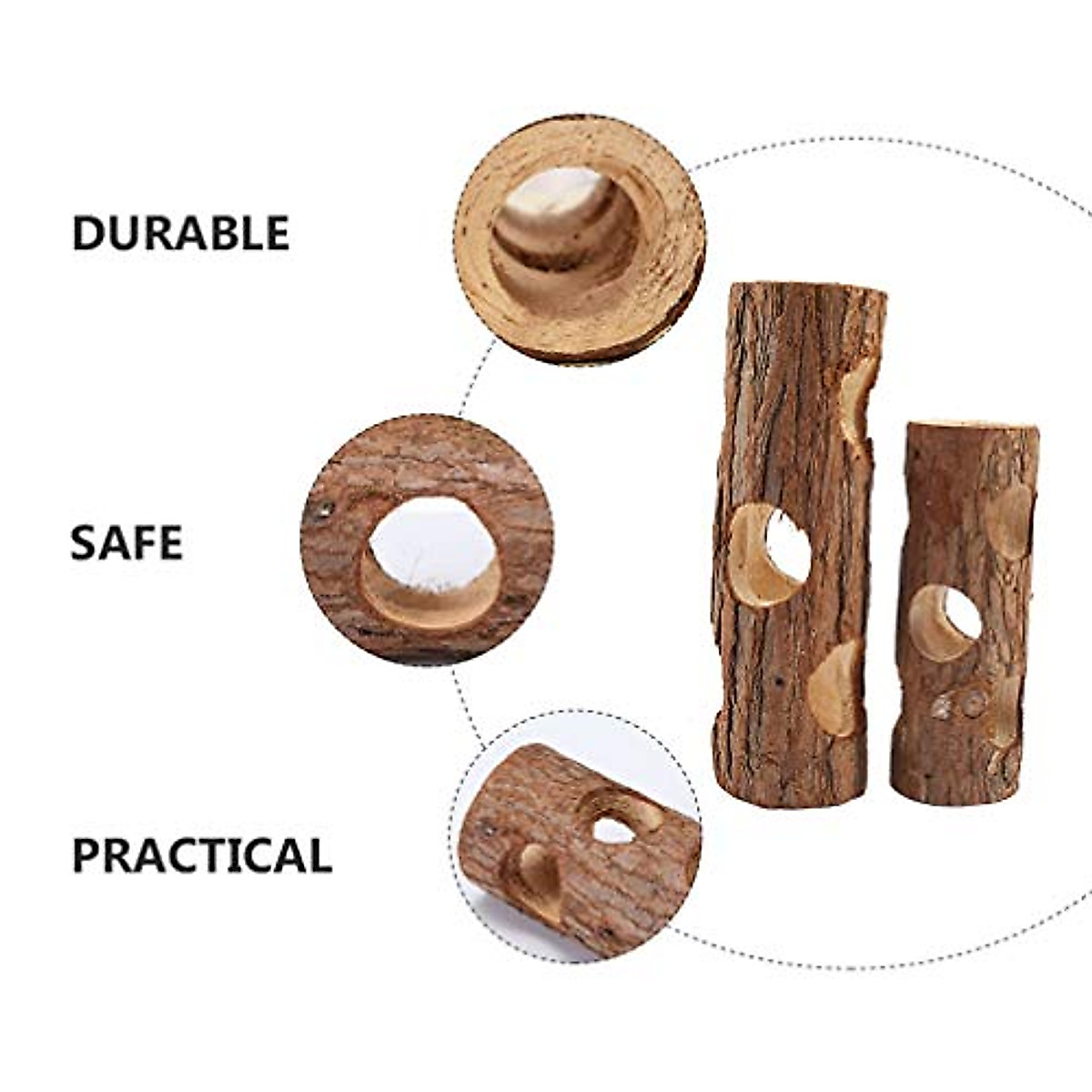 POPETPOP Rabbit Toys Rabbit Toys Rabbit Toys 2pcs Natural Wooden Hamster Tunnel Tube Toy Forest Hollow Tree Trunk (15cm+20cm) Rabbit Toy Teething Toys Bunny Toys
